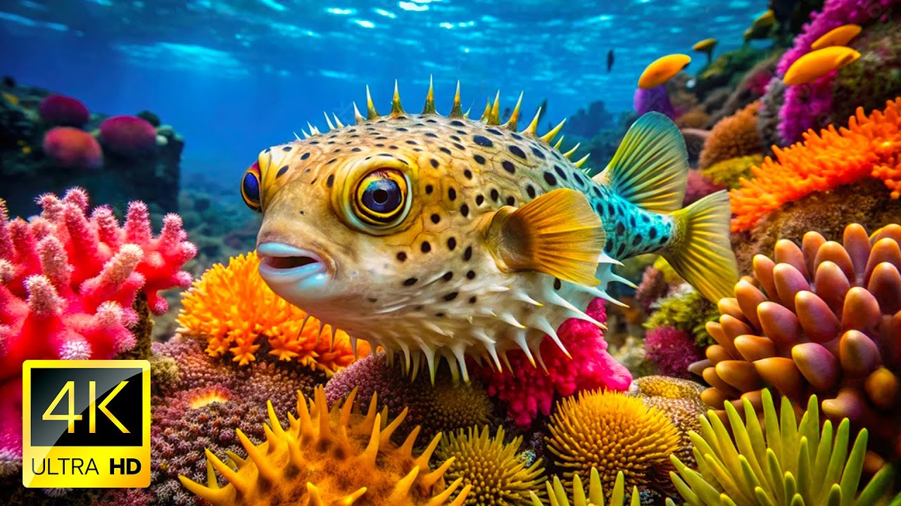 Aquarium 4K VIDEO (ULTRA HD) 🐠 Beautiful Coral Reef Fish 🐠 Relaxing ...