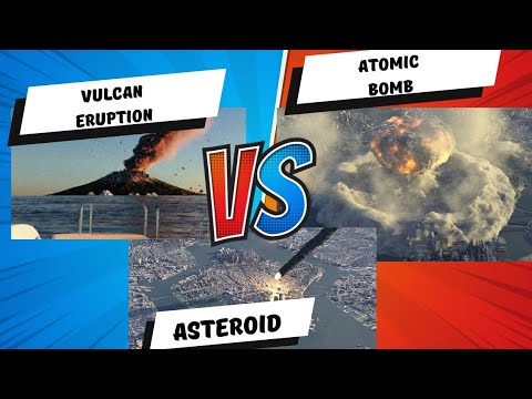 Asteroid vs Atomic bomb vs Vulcan explosion - YouTube