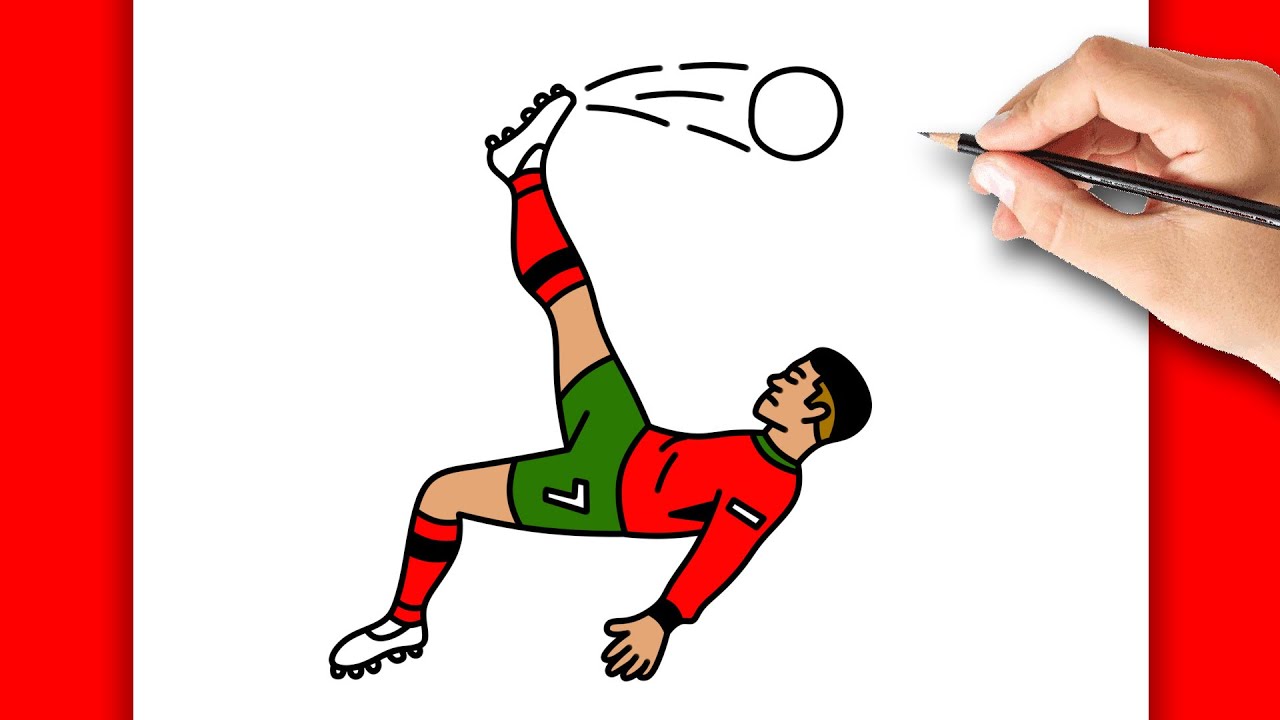 How To Draw RONALDO BICYCLE KICK EASY | DRAWING STEP BY STEP - YouTube