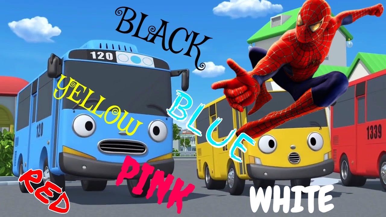 LEARN COLORS FOR KIDS WITH TAYO the little bus & SPIDERMAN | LEARNING ...