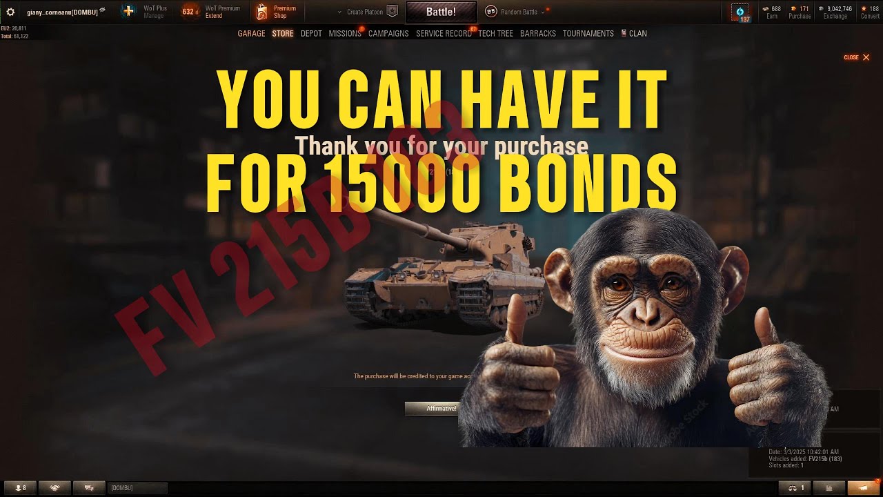 DEATH STAR now on Sale for 15000 Bonds - FV 215B 183 - World Of Tanks # ...