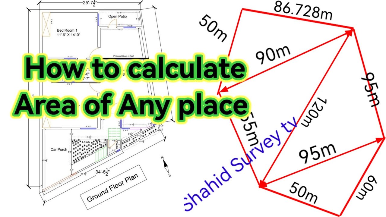 how to calculate area of any place. #area #triangle کسی بھی جگہ کا ...