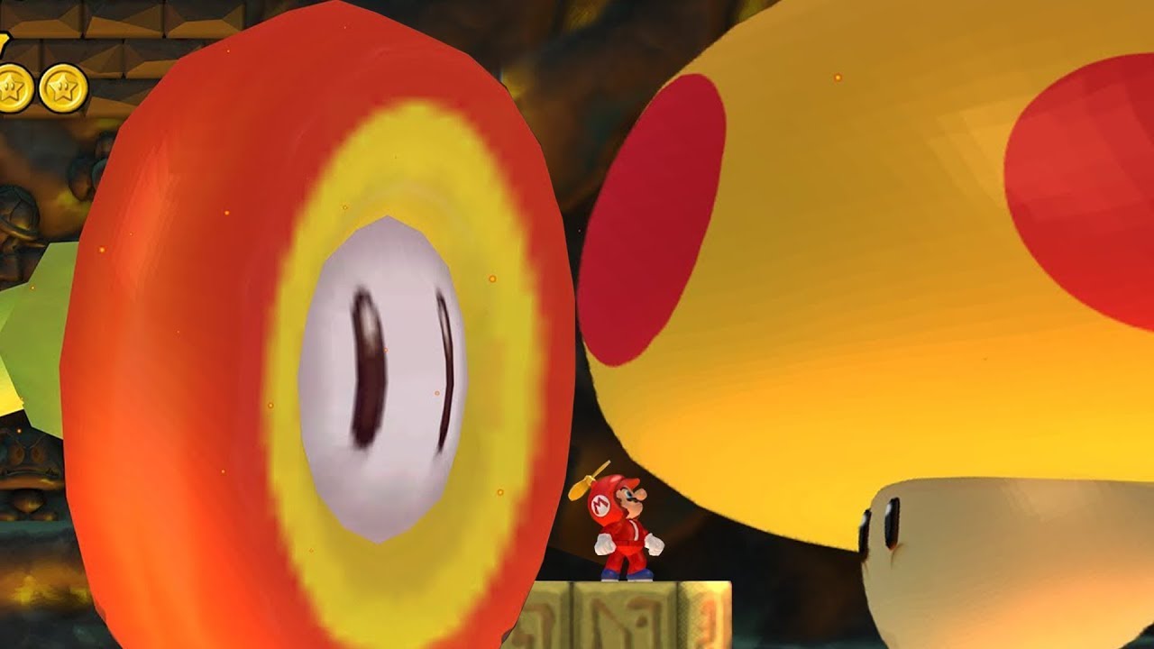New Super Mario Bros. Wii - Final Boss Mega Mushroom & Evil Fire Flower ...
