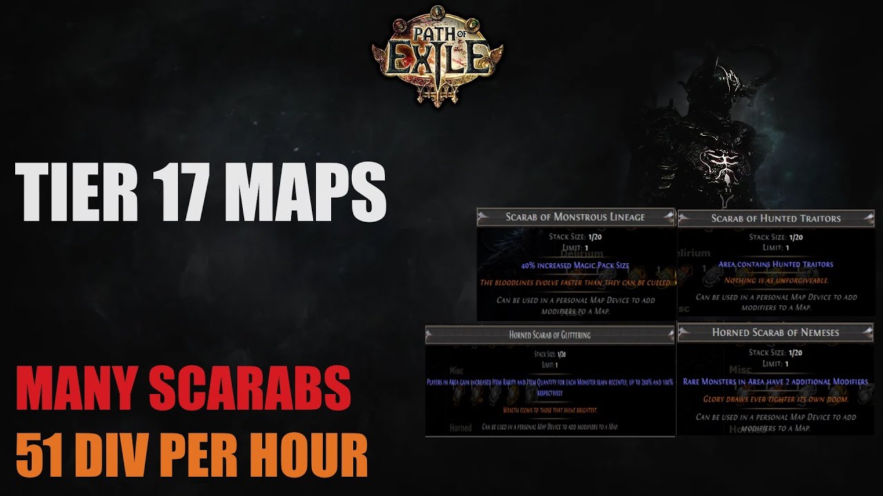 (PoE 3.24) T17 Maps - Low investment High Scarab % (10 Maps 51 div ...