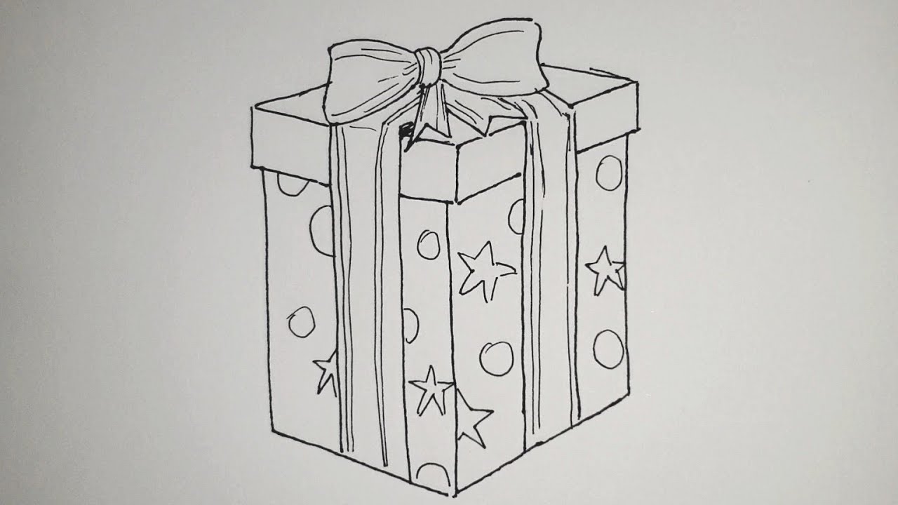 Kako nacrtati Novogodisnji Poklon (Paketic)/How to draw a New Year's ...