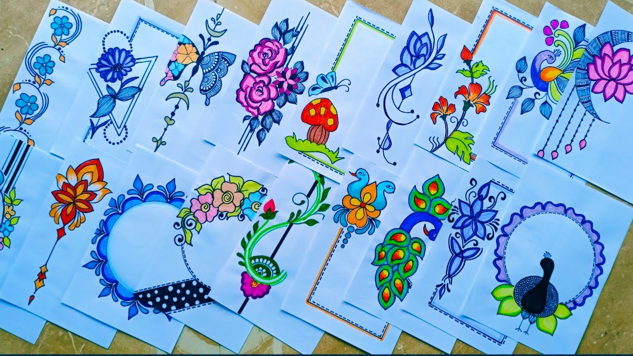 20 BEAUTIFUL BORDER DESIGNS/PROJECT WORK DESIGNS/A4 SHEET/FILE/FRONT ...