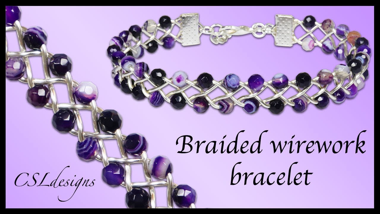 Beaded 4 strand braid wirework bracelet - YouTube
