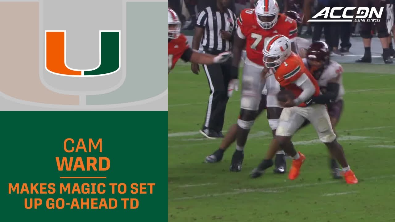 Miami's Cam Ward Makes Magic To Set Up Go-Ahead Touchdown - YouTube