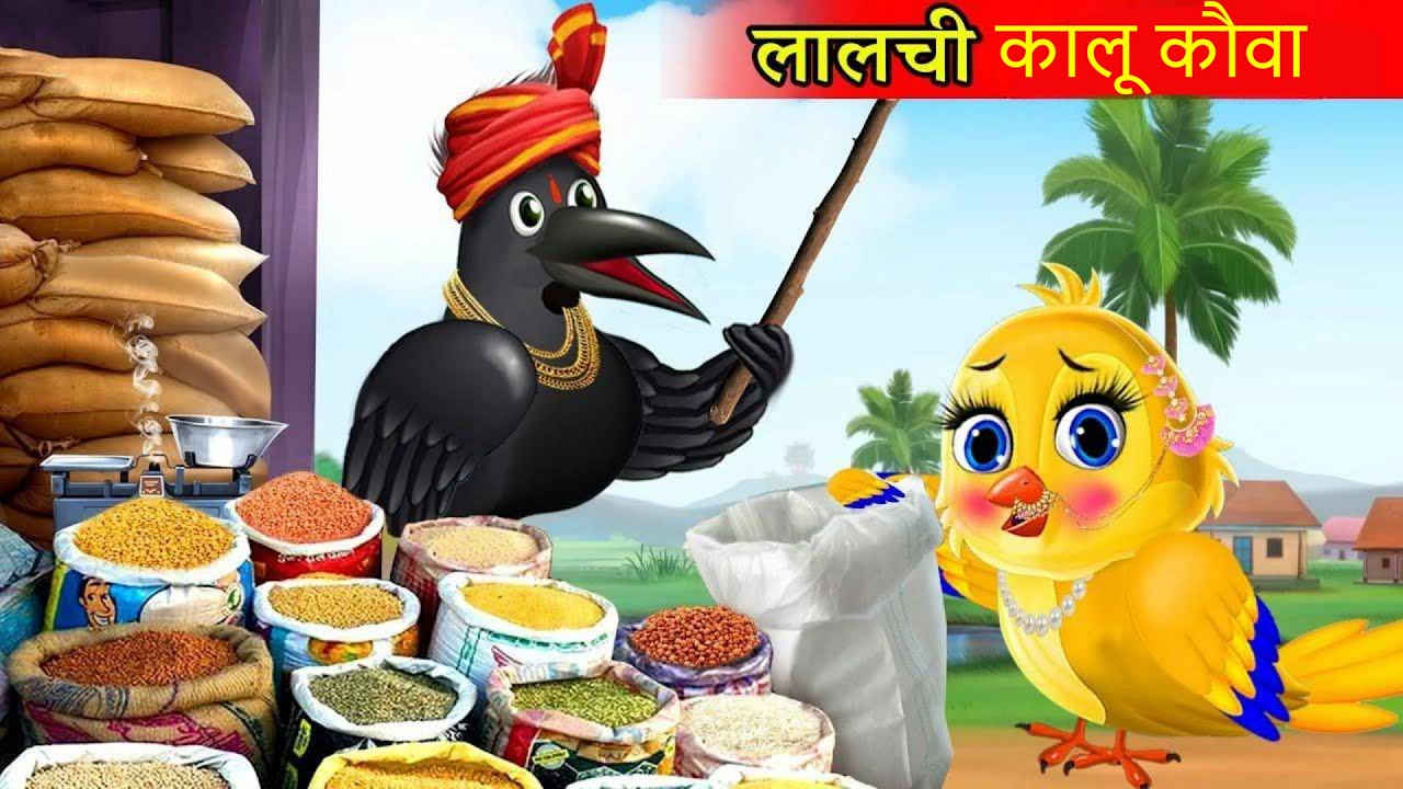 लालची कौवा। Greedy Crow | Chidiya Cartoon | Tuni chidiya aur Kauwa ...