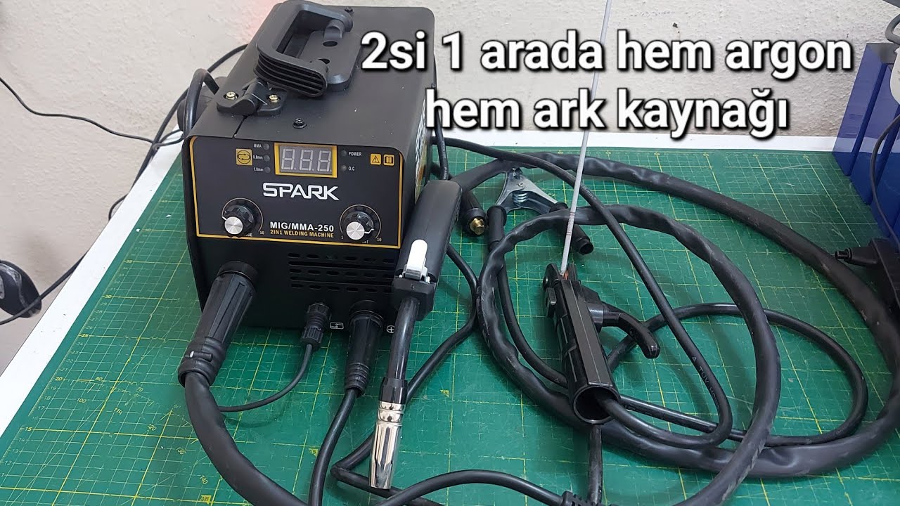 SPARK MIG145 Yarı Otomatik Gazsız Kaynak Makinesi hem ark hem argon - YouTube
