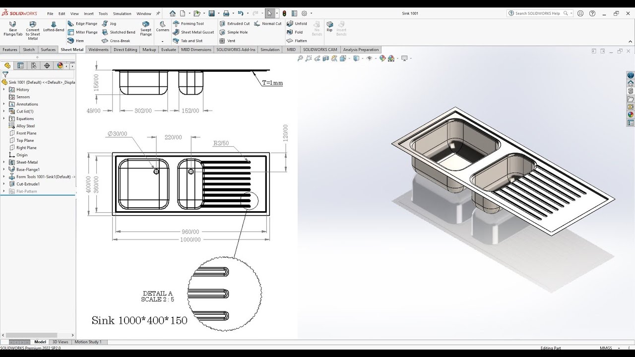 SolidWorks Training _ Part design ️ Sheet Metal "Base Flange" - YouTube