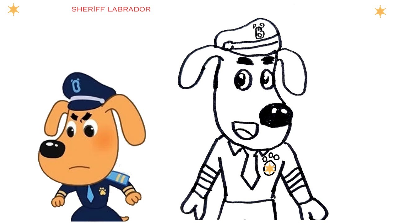 Sheriff Labrador - Safety Dog | How To Draw Sherrif Labrador Step By ...