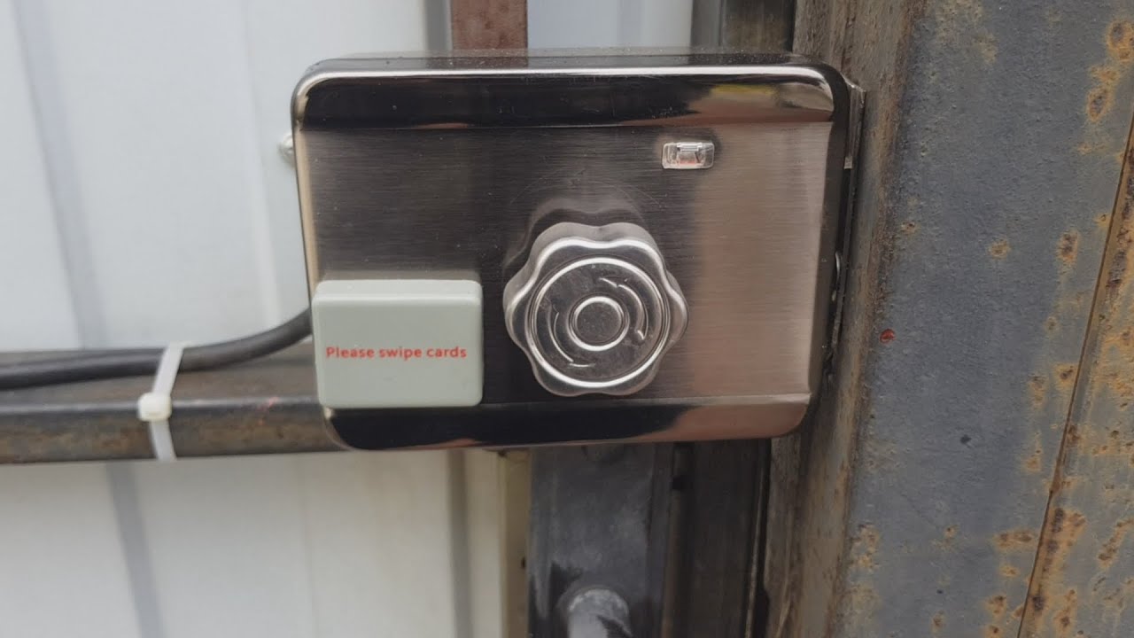 street electronic lock for gate 12 v overhead rfid keyless - YouTube