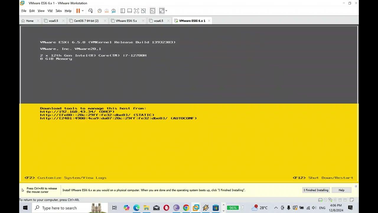 install vsphere 6 5 and setup completion - YouTube