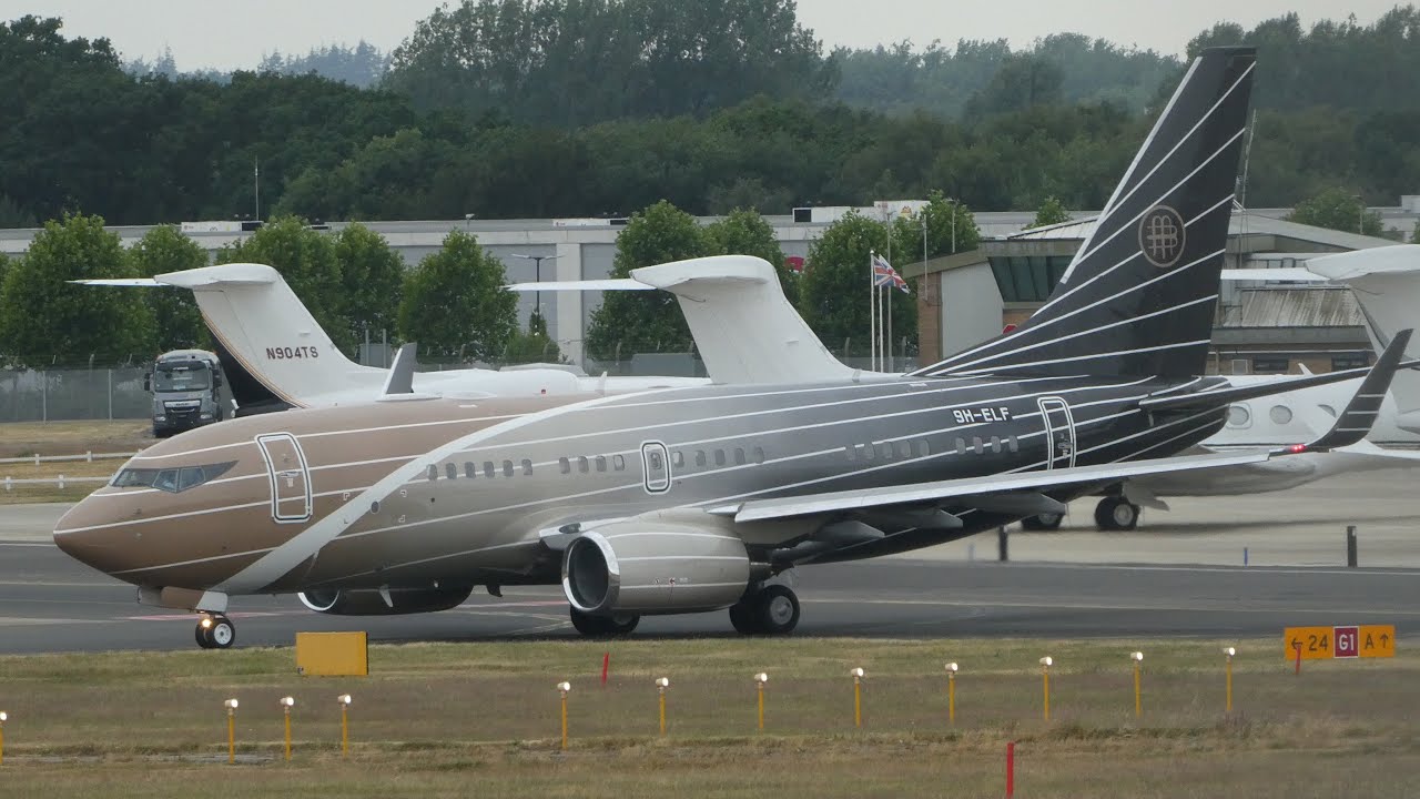 Airbus A319 NEO LX-TCB and Boeing 737-700 BBJ 9H-ELF Depart Minutes ...