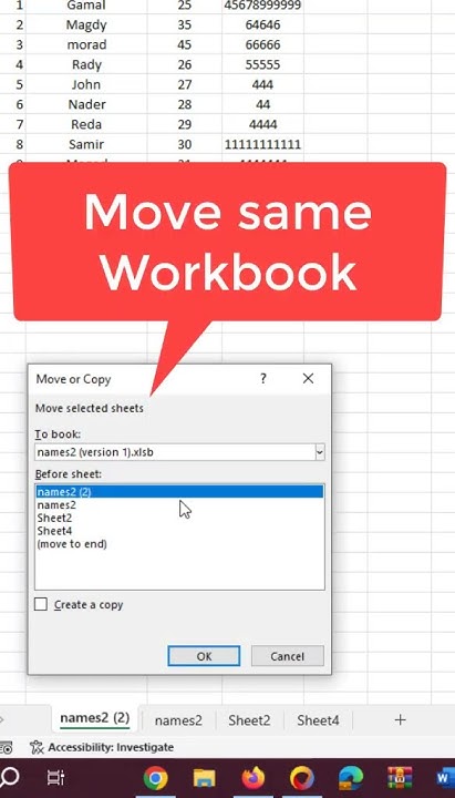 How to copy or move sheet excel to same workbook or another workbook #excel #exceltips - YouTube