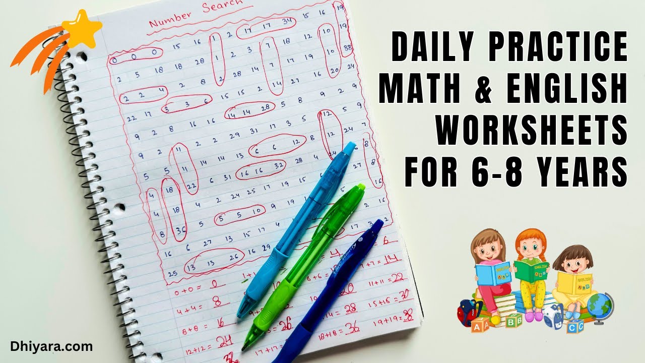 Daily Practice English & Math Worksheets for At-home Learning (6-8 ...