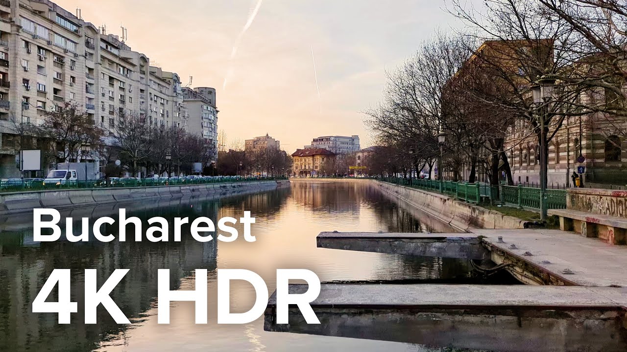 4K HDR / Sunset Walk through Bucharest / Splaiul Unirii - Splaiul ...