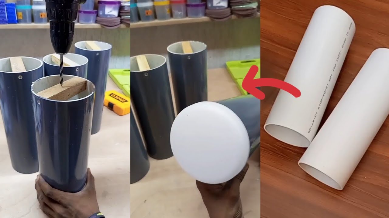 How To make pvc pipe hanging light idea DiY - YouTube