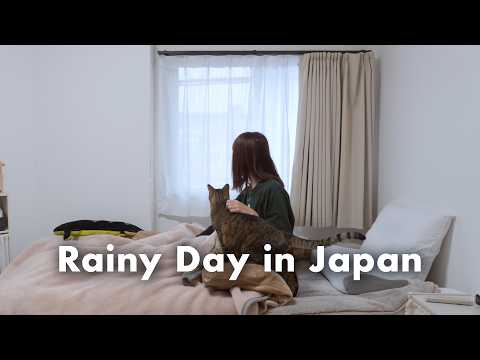 Daily Life in Japan 🇯🇵 A Rainy Day at Home Alone with My Cat | Fried Rice & Cookies | Vlog