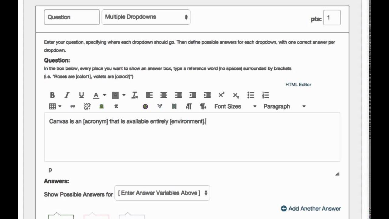 Adding Multiple Dropdown Canvas Quiz Questions 2015 0529 - YouTube