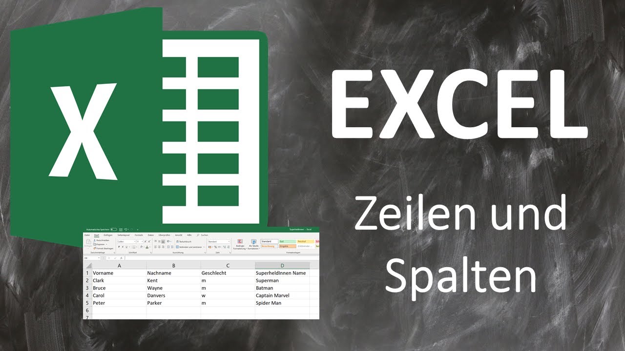 EXCEL Tutorial (Deutsch): Part 3 Arbeiten mit Zeilen und Spalten - YouTube