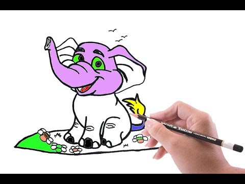 COMO DIBUJAR Y COLOREAR UN ELEFANTE CARIÑOSO / HOW TO DRAW AND PAINT ...