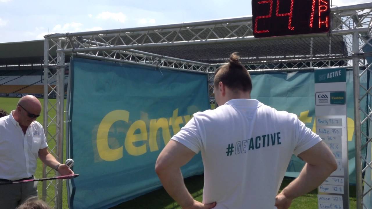 Noel trying the Centra Hurling Speed Challenge - YouTube