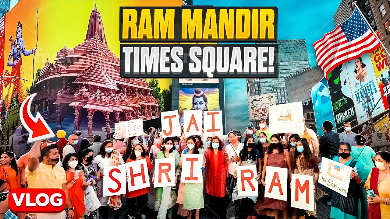 NRI's Unite For Ram Mandir Celebration At Times Square | NYC DESI - YouTube