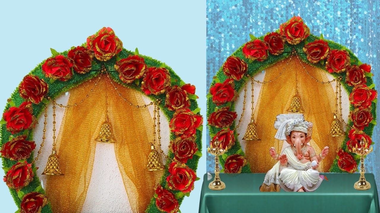 Easy ganapati makhar making idea at home using artificial flowers🌹🌺🙏 ...