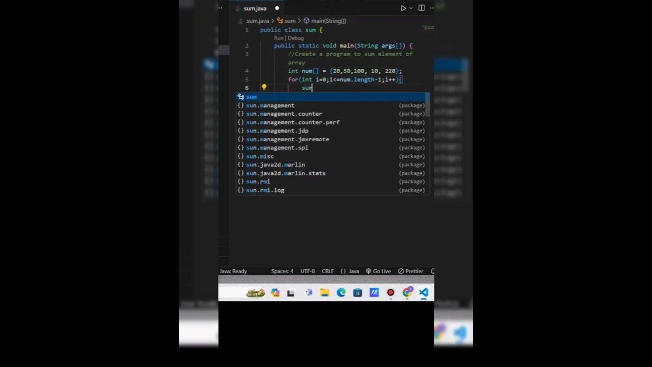 Sum Of Array Element Java Programming Coding Bestcodclips Bestcodingstatus Viral Shorts