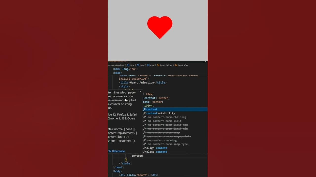 Heart animation ️ #coding #cssanimation #css #html #shorts #yt #vscode #webanimation - YouTube