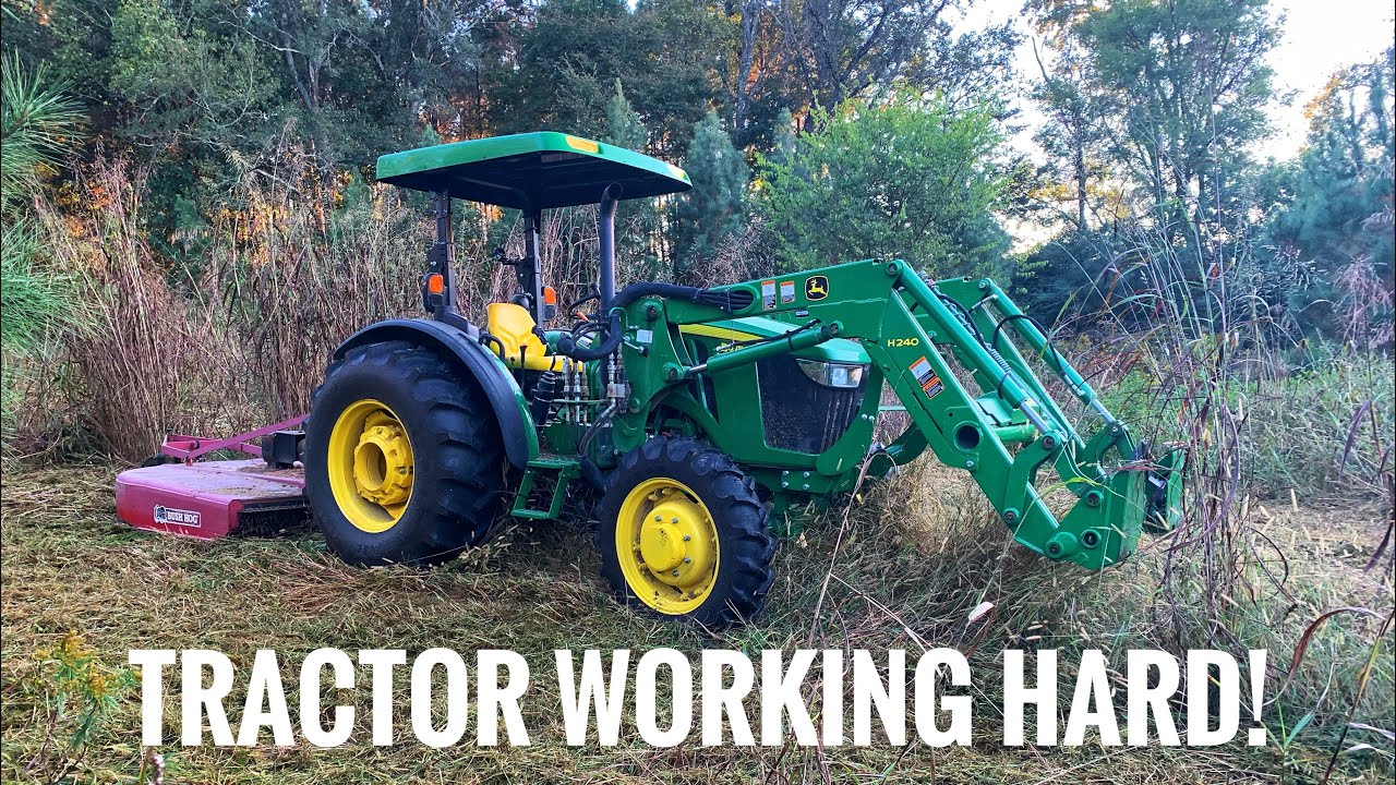John Deere 5075E bushhogging - YouTube