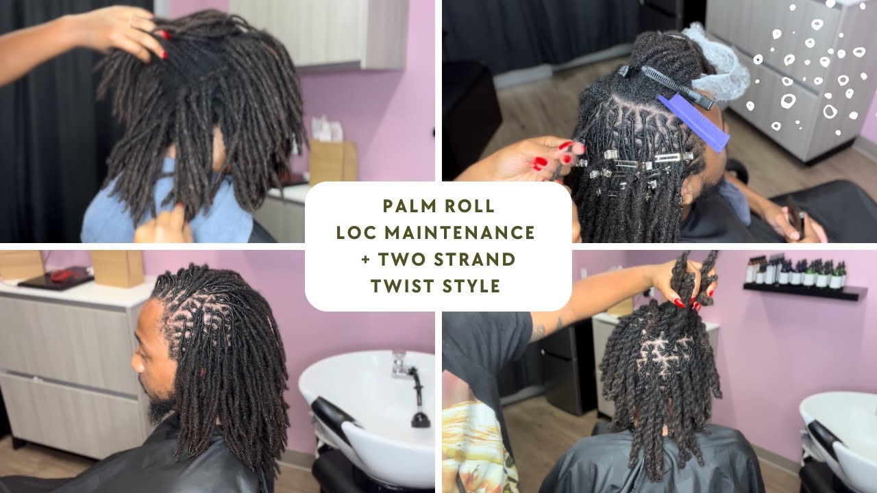 Palm Roll Loc Maintenance + Two Strand Twists | WATER & OIL ONLY - YouTube