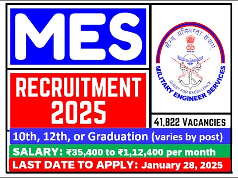 Army MES Recruitment 2025: 41,822 Vacancies, Eligibility, Apply Online ...