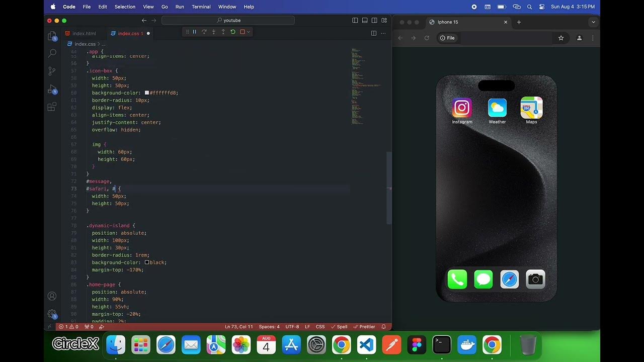 Creating Iphone 15 home screen with simple Html and Css - YouTube