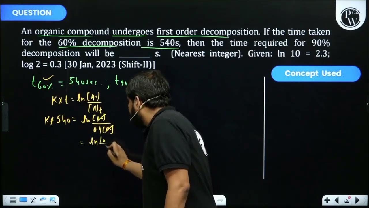 An organic compound undergoes first order decomposition. If the time taken for the \(60 \%\) dec ...