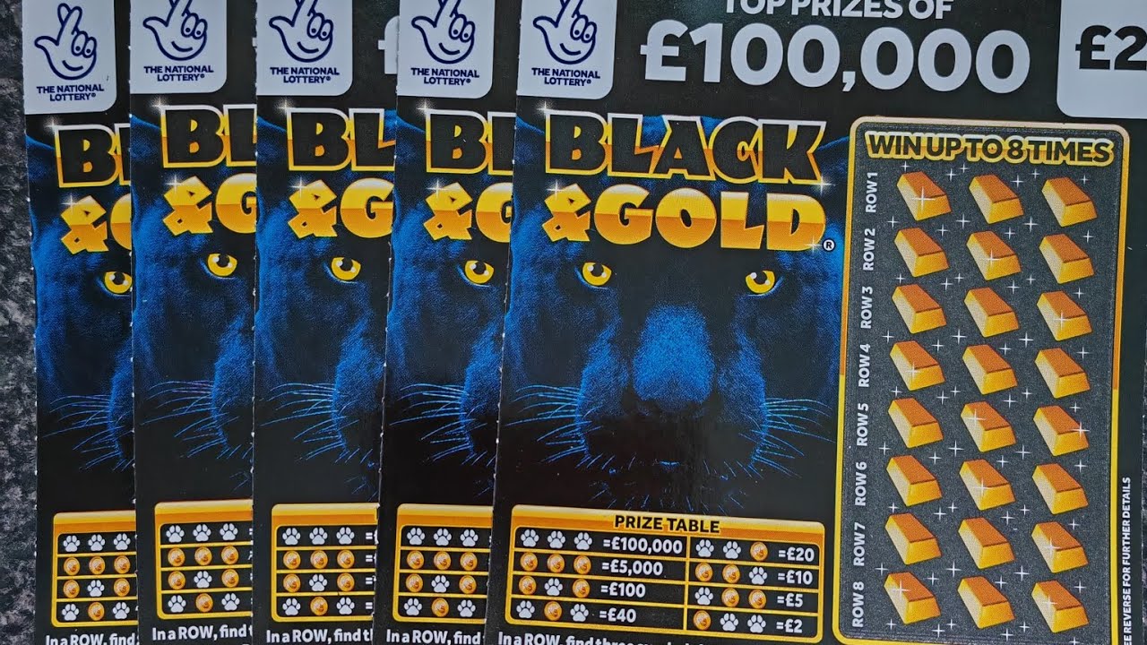 black and gold scratch cards £10 in play - YouTube