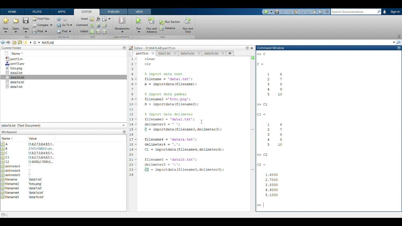 Tutorial Import Data pada Mathlab 2019 - YouTube
