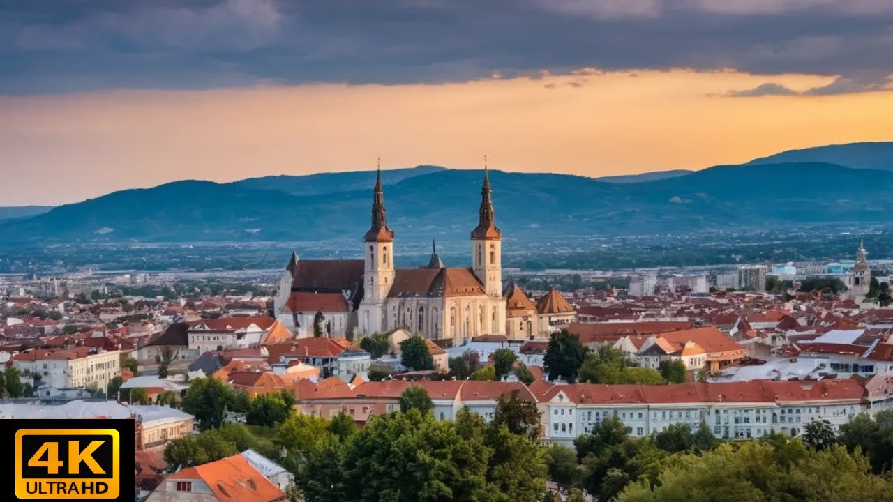 [4k] Walking from the center of Cluj to Cetățuia Park (panoramic view ...