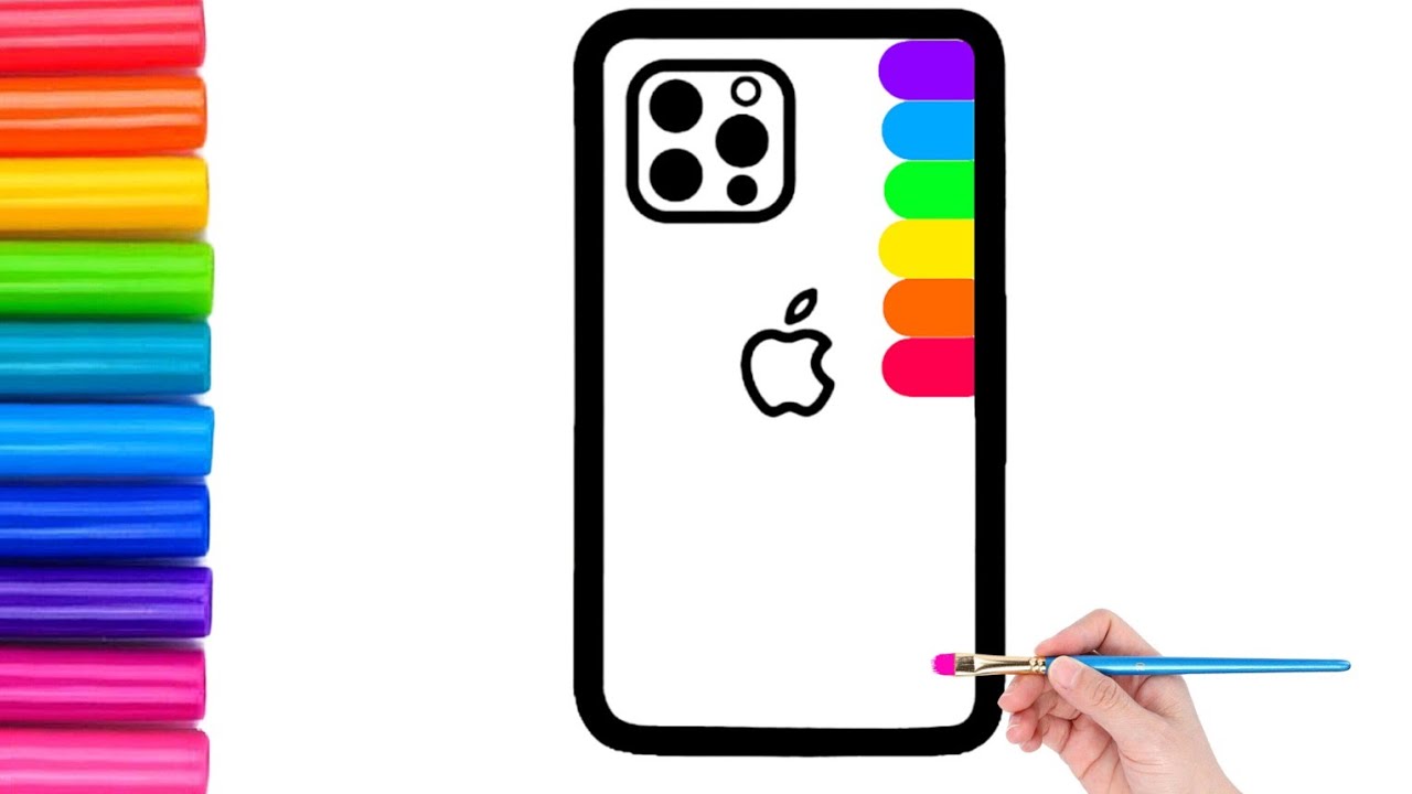 How to Draw IPhone with Rainbow Colors for Kids #coloring #iphone # ...