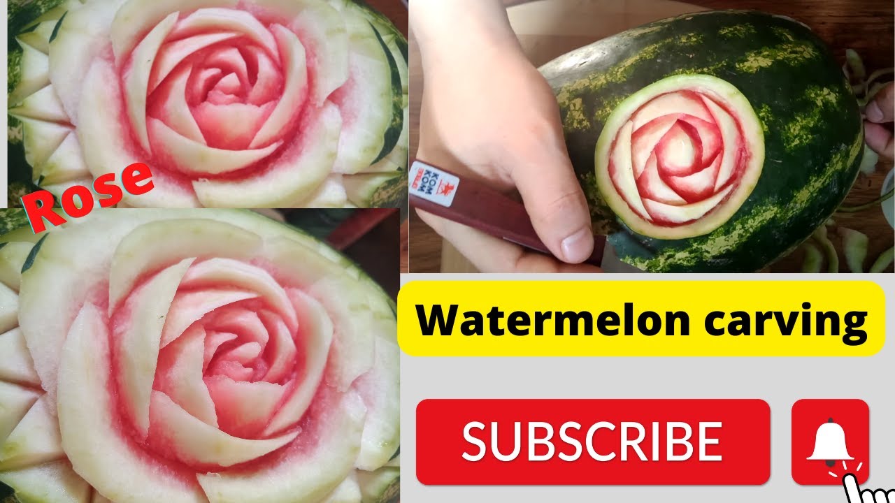 #watermeloncarving #rose - YouTube