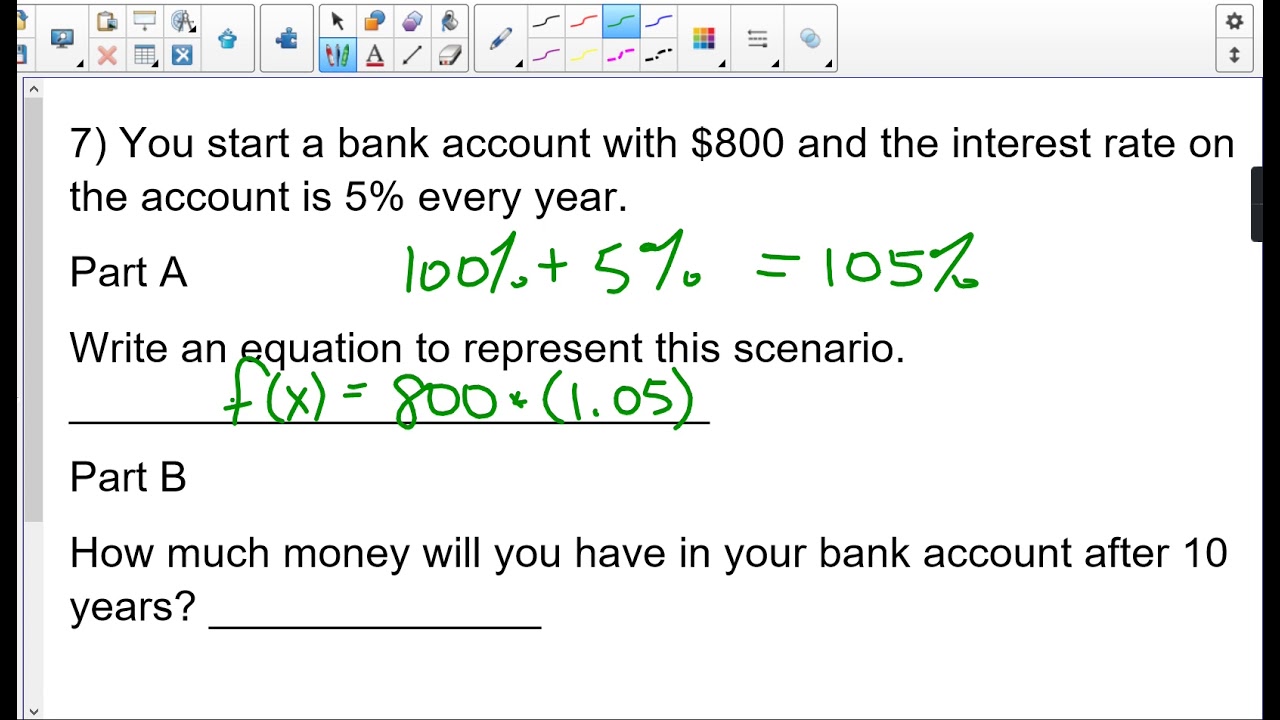 Write an exponential function with percent increase - YouTube