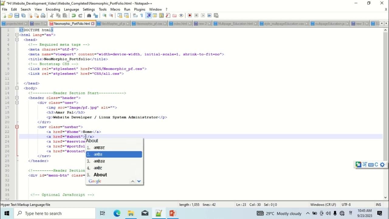 Creating Navigation bar in Website - YouTube