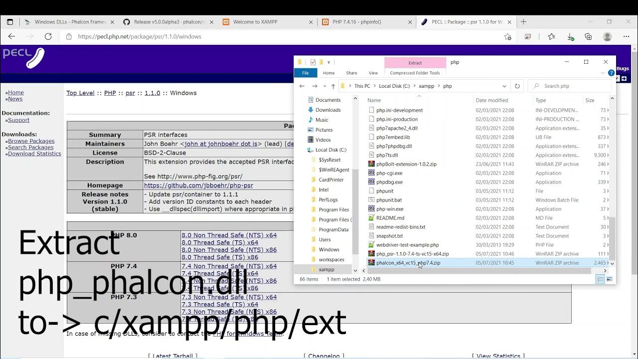 Tutorial install PHALCON php framework on XAMPP - YouTube