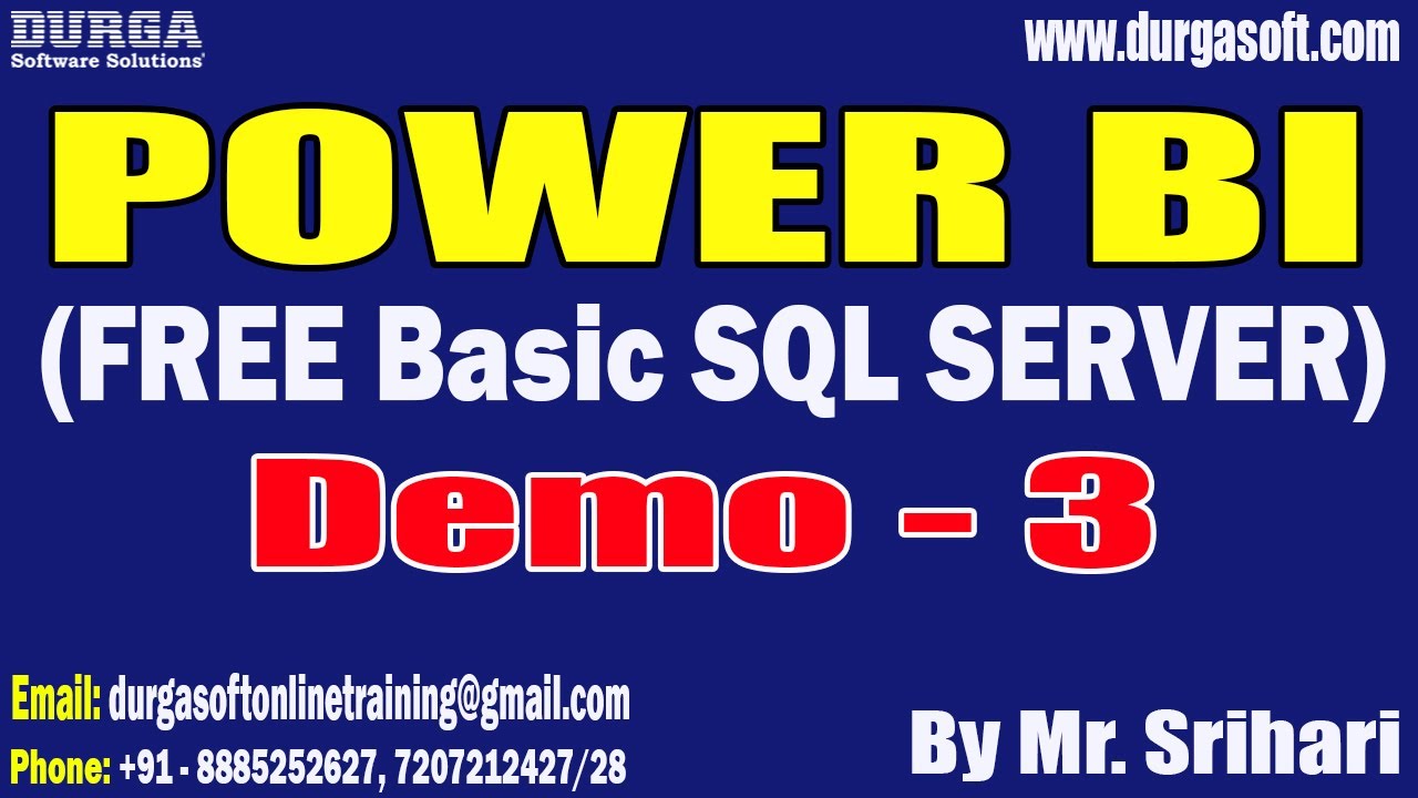 POWER BI (FREE Basic SQL SERVER) tutorials || Demo - 3 || by Mr ...