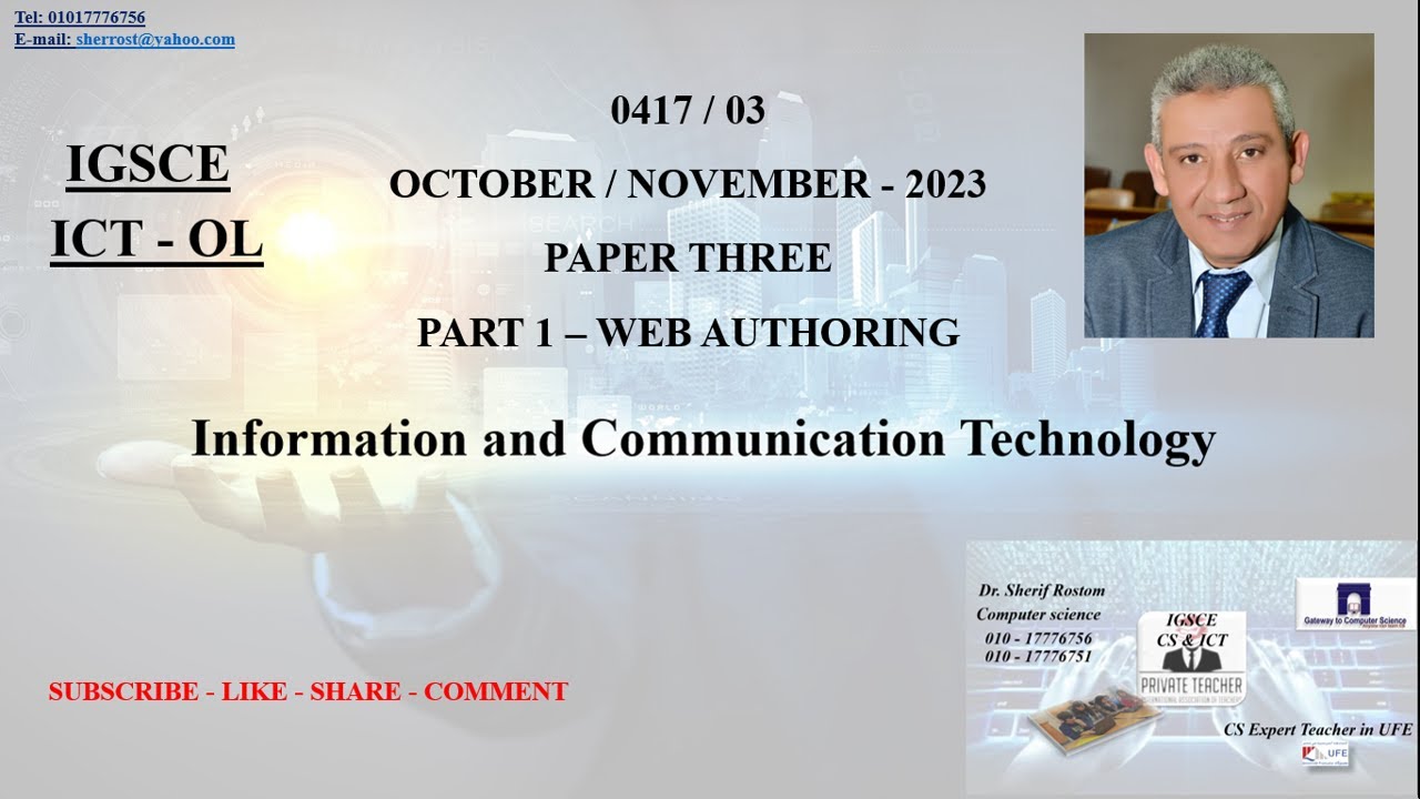 19 - IGCSE - ICT -OL- OCTOBER/ NOVEMBER 2023 - PAPER 3 - PART 1 - WEB ...
