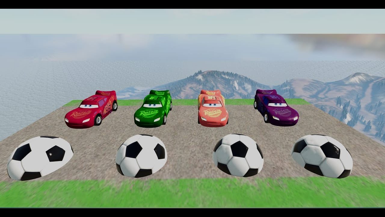 Mcqueen car vs ball || Color ball mcqueen car color full, Down Jump ...