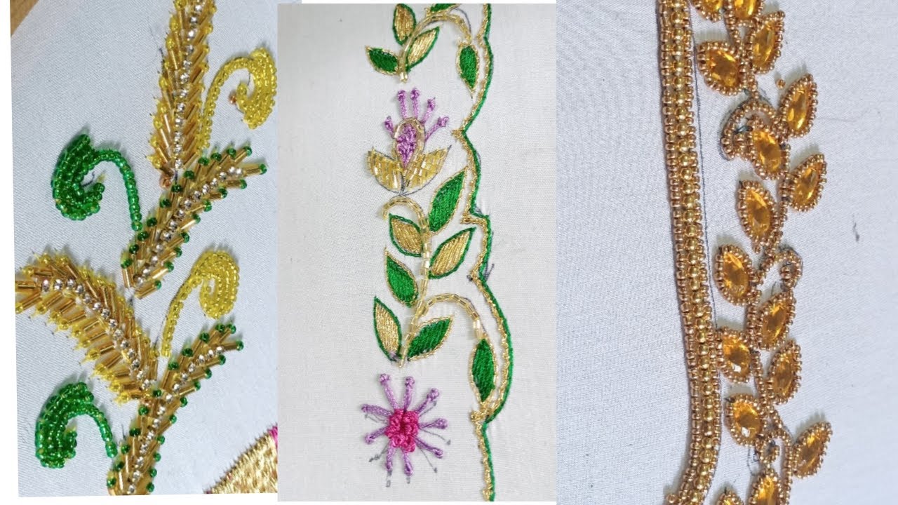 Aari work different types 4 designs// aari work blouse design - YouTube