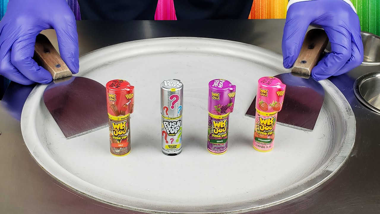 Push Pops Mystery Flavor Ice Cream Rolls Satisfying Sounds ASMR Eating ...